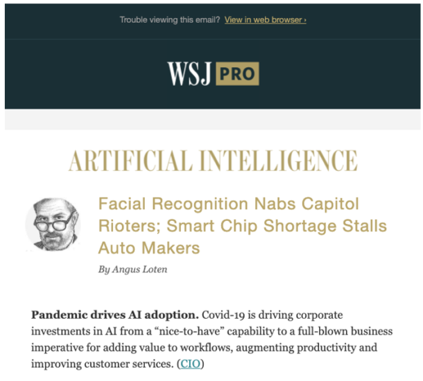 Wall Street Journal Artificial Intelligence Newsletter Features Article ...